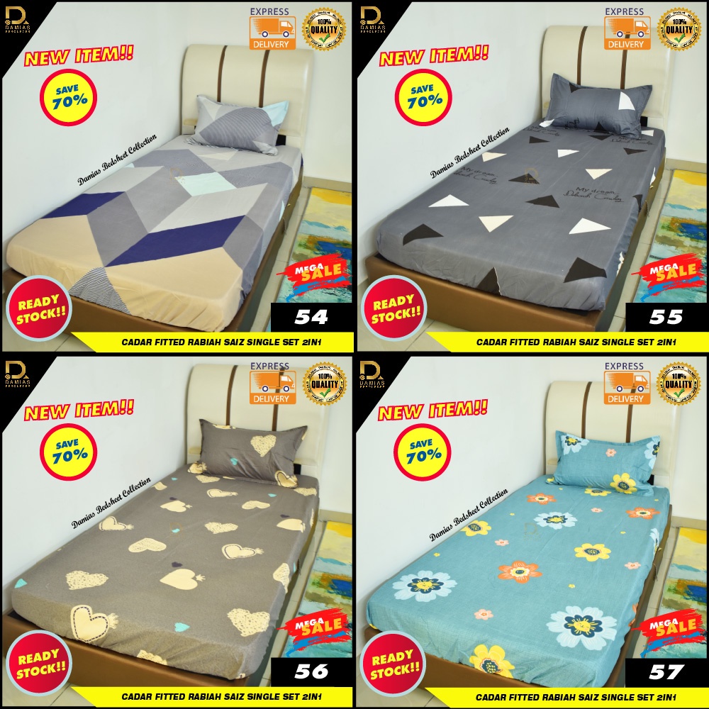 CADAR SINGLE BUJANG SIZE FITTED BEDSHEET (2 IN 1) CADAR RABIAH GETAH DI ...