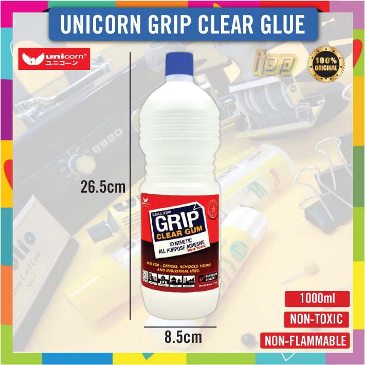 Unicorn Grip Clear Glue 1000ml- All Purpose Adhesivbe Water Glue (UG ...