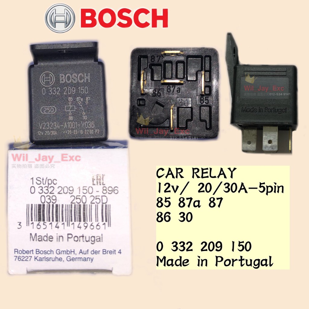 BOSCH 0332209150 UNIVERSAL AUTOMOTIVE CAR RELAY MADE IN PORTUGAL 5PIN ...