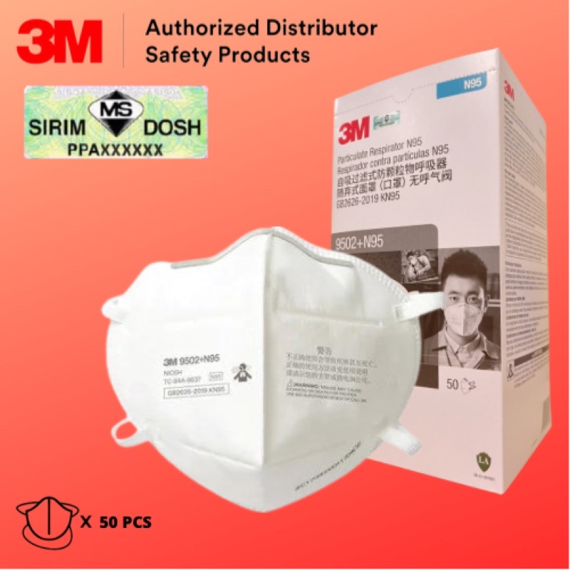 SIRIM & DOSH Approved 3M™ Particulate Respirator 9502 (N95&KN95) 50 PCS PER BOX | Shopee Malaysia