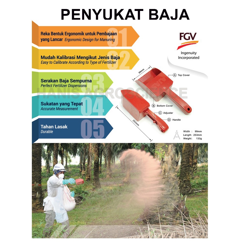 Penyukat Baja Fertilizer Spreader Alat Tabur Baja Dengan Sukatan Tepat ...