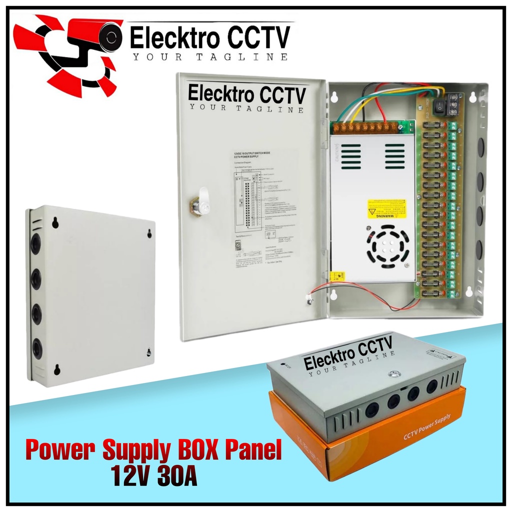 Cctv Panel Power Supply Box 18 Ports DC 12V 30A | Shopee Malaysia