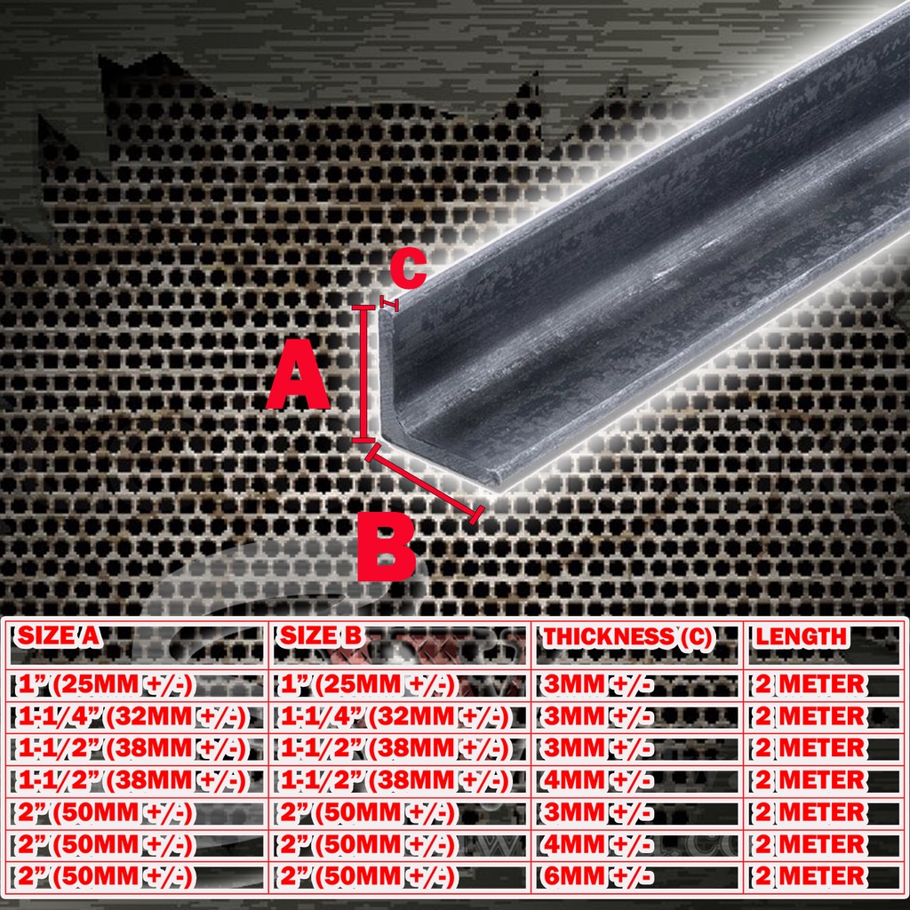 MILD STEEL ANGLE BAR/BESI ANGLE 2" (2 METER) | Shopee Malaysia