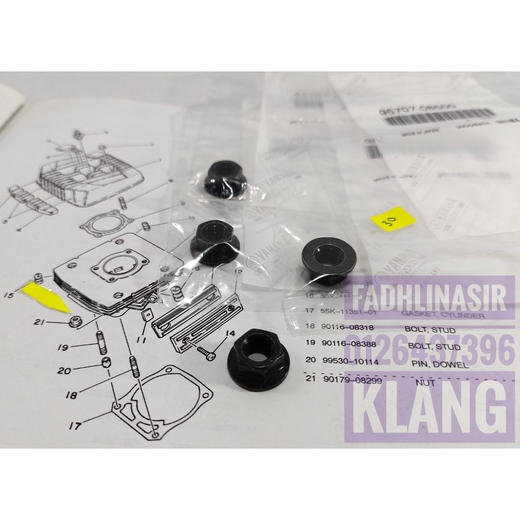 SET NUT BLOK CYLINDER RXZ 125Z 25ZR ORIGINAL JAPAN RD250 RD350 125Z ...