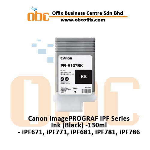PFI-8107 Canon Ink Cartridges(130ml) | imagePROGRAF IPF Series - iPF671, iPF771, iPF681, iPF781 ...