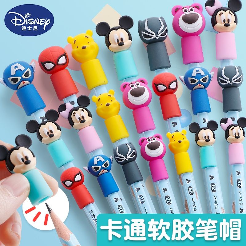 Mickey Minnie Spider Man Captain American Pencil Protector Silicone Cap ...