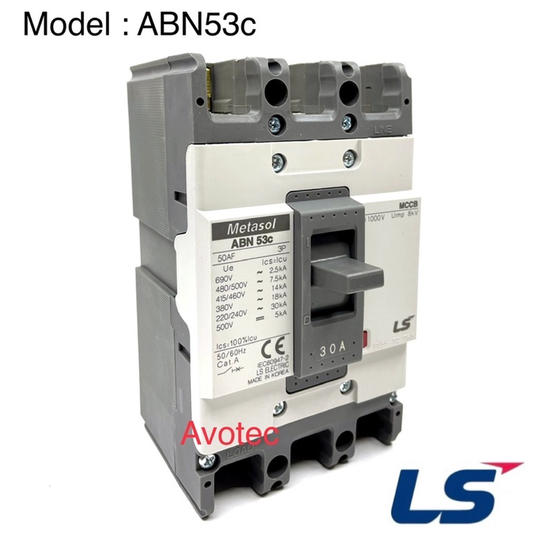 LS MCCB ABN53c 3P 14KA (20/30/40/50A) / ABN63c 3P 14KA (60A) / ABN103c 18KA (75/100A) | Shopee ...