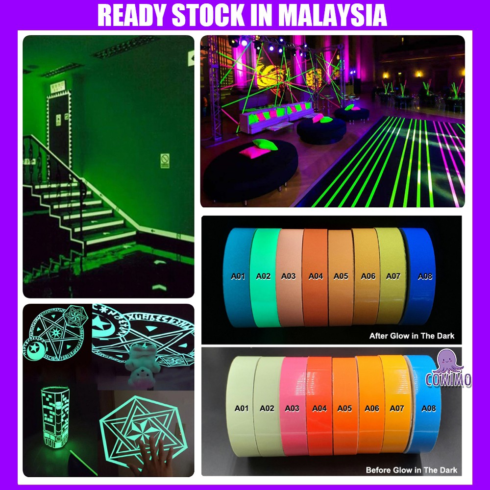 3m Ribbon Luminous Glow Warning Tape Sticker In Dark Neon Safety ...