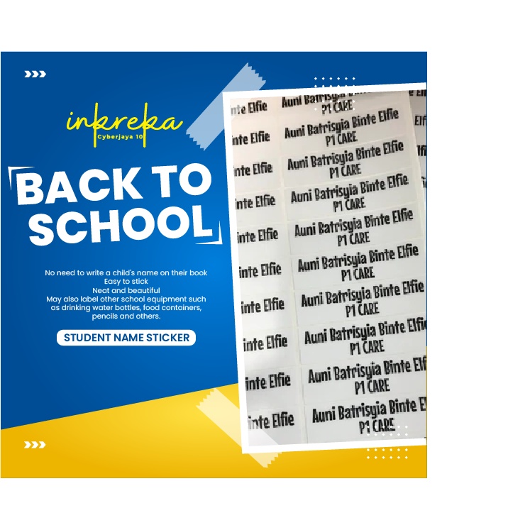 STUDENT NAME STICKER | Shopee Malaysia