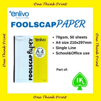 A4 50’s 70GSM Foolscap Paper / Fullscap Paper / Kertas Kajang / 50 ...