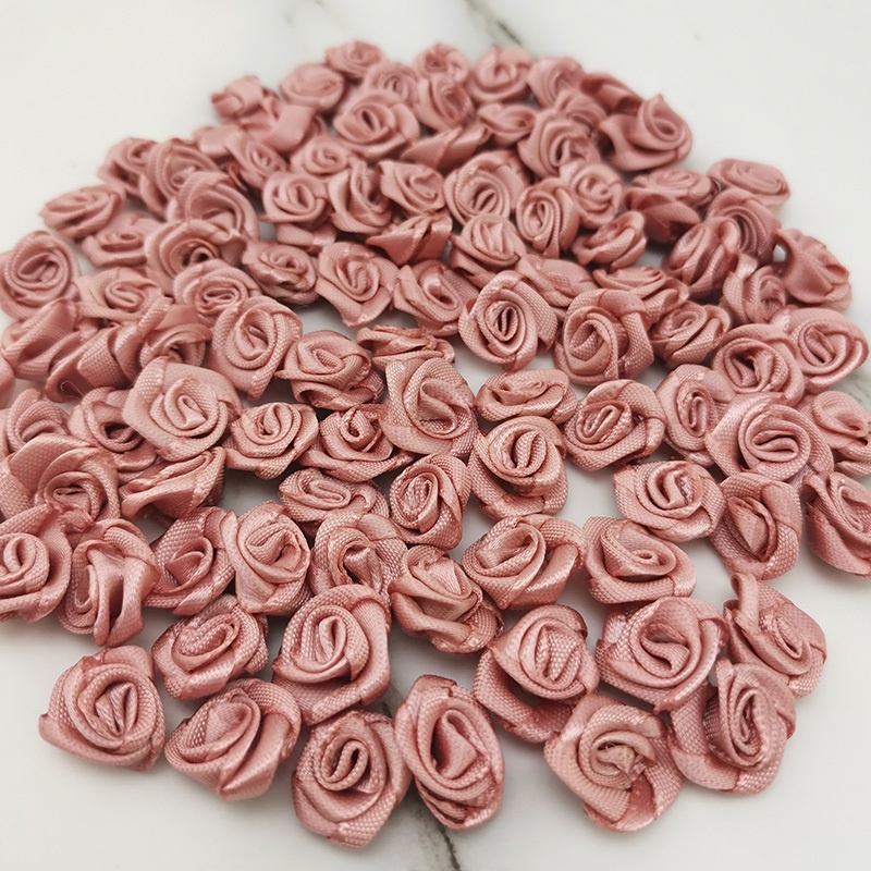 (100 Pieces/bag) 10mm Handmade Satin Rose Ribbon Butterfly Wedding ...