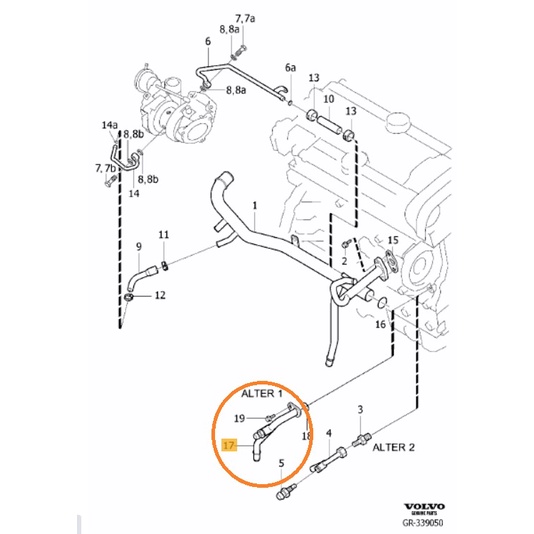 Genuine Volvo C70 S60 S70 S80 V70 V70XC XC90 Connector Coolant Pipe ...