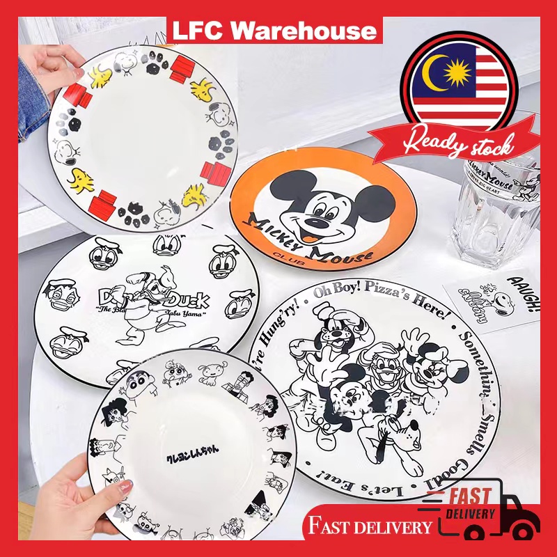 Shin Chan Mickey Snoopy Ceramic Plate Cute Ceramic Tableware Set Family ...