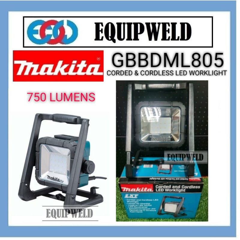 MAKITA 18V GBDDML805 CORDED AND CORDLESS LED WORKLIGHT & FLOOD LIGHT AC ...