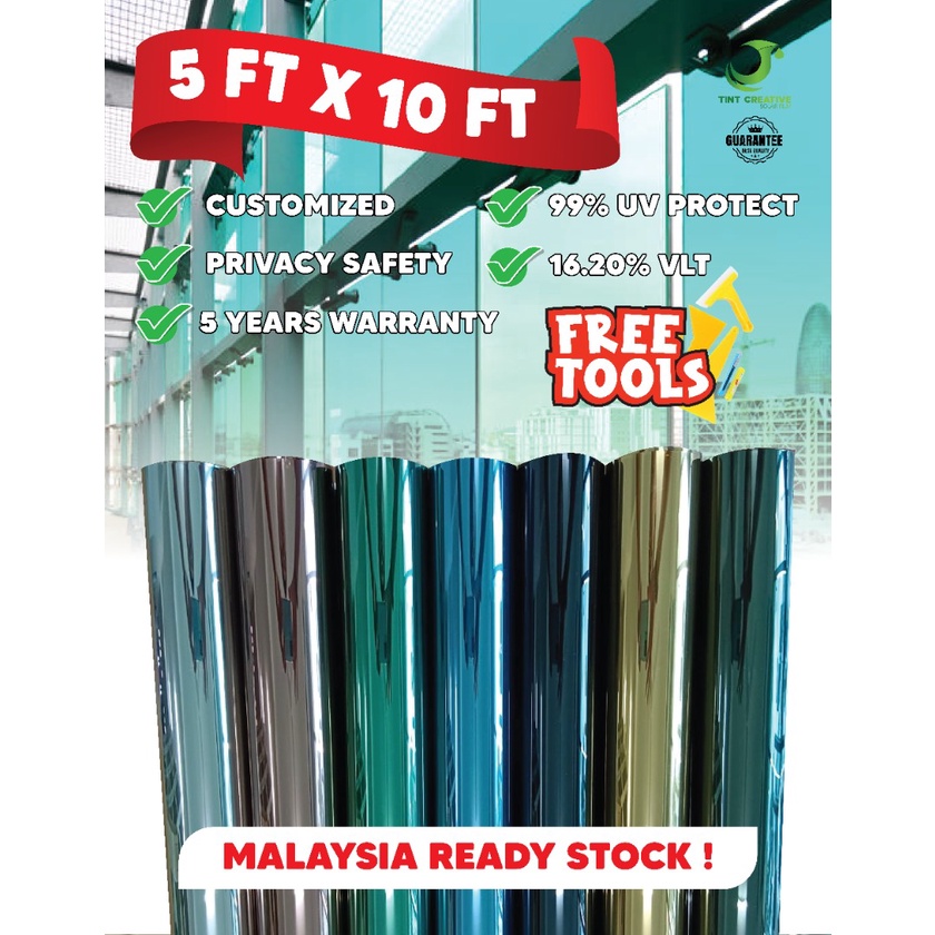 [100% ANTI CALAR TINTED ] SIZE 5 KAKI x 10 KAKI #PERCUMA ALAT | Shopee ...