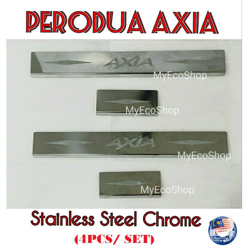 (Perodua Axia) Stainless Steel Side Step Sill Kicking Plate Garnish ...