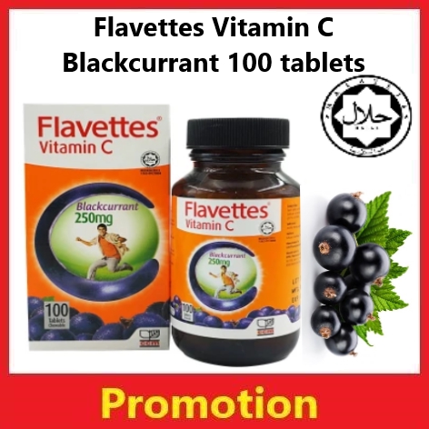 Flavettes Vitamin C Blackcurrant 250mg 100's | Shopee Malaysia