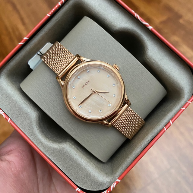 Fossil BQ3392 Laney Three-Hand Rose Gold-Tone Stainless Steel Watch ...