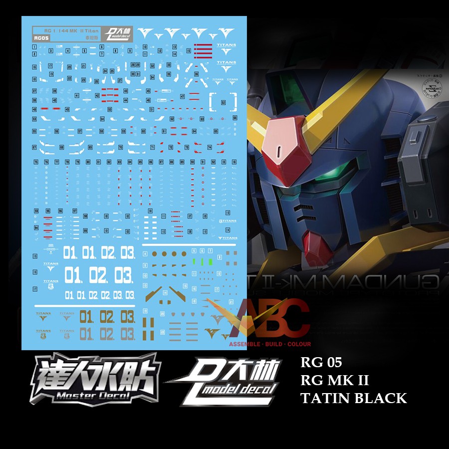 [Dalin] Waterslide Decal - RG05 RG 1/144 RX-178 Mk-II Titans (Black) MK ...