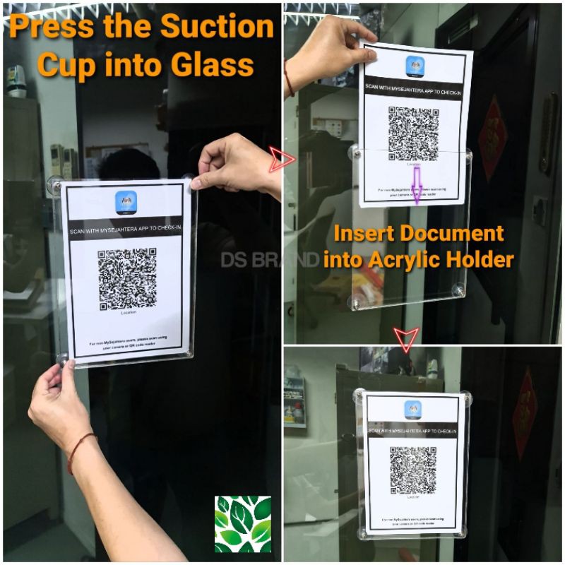 Removable A4 Acrylic Document Holder Display on Glass Door. A4 Paper ...