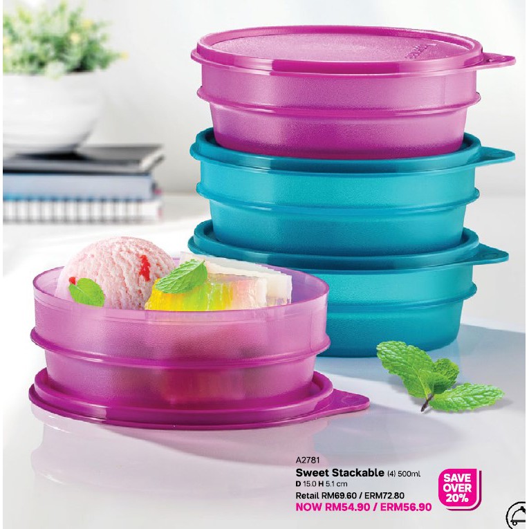 TUPPERWARE Sweet Stackable 500ml (4pcs) | Shopee Malaysia