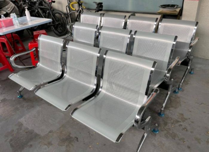 Steel Metal Link Chair 3 4 5 Seater Kerusi Public Waiting Room Pejabat ...