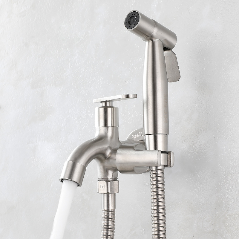 Faucet hose water tap FULL SET 304 Stainless Steel 2 Way Tap Bathroom ...