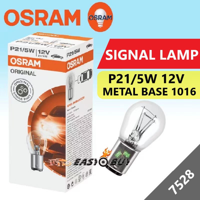 Osram Bulb 7528 - 1016 12V 5W - Signal Lamps - Metal Base P21/5W 21/5W ...