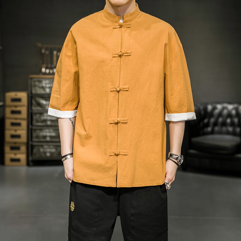 Chinese Style Shirt With Five-Point Sleeves Tang Costume Ancient ...