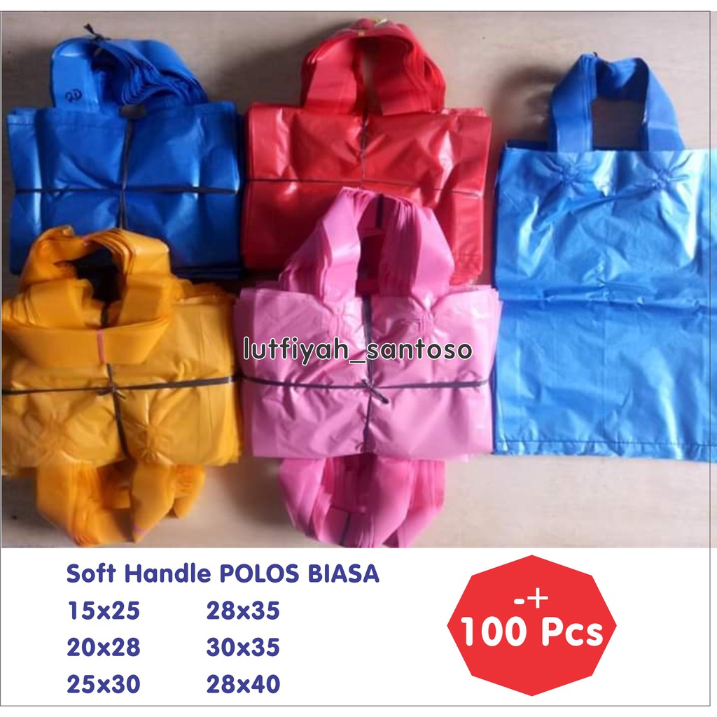 (-=100 Pcs) Plastic Shopping Bag / Plastic Soft Handle REA READY Size ...