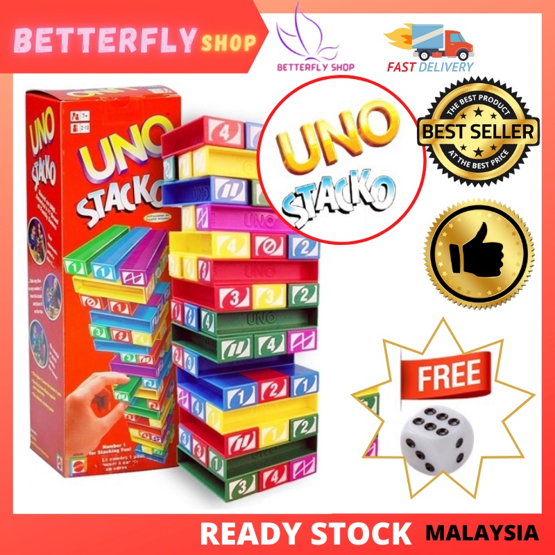 🔥QUALITY🔥 UNO STACKO Stacking Jenga Game | Stacking Block Game | Toys ...
