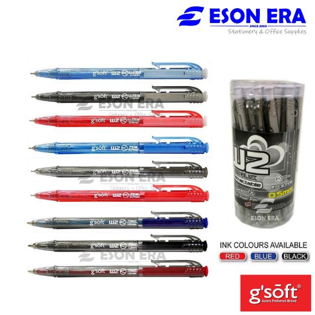G'soft W2 Ball Pen Retractable Ball Pen 0.5 / 0.7 / 1.0 gsoft | Shopee ...