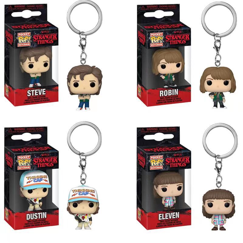 Funko Pop! 《Stranger Things》Dustin Eleven Steve Robin Keychain Action ...