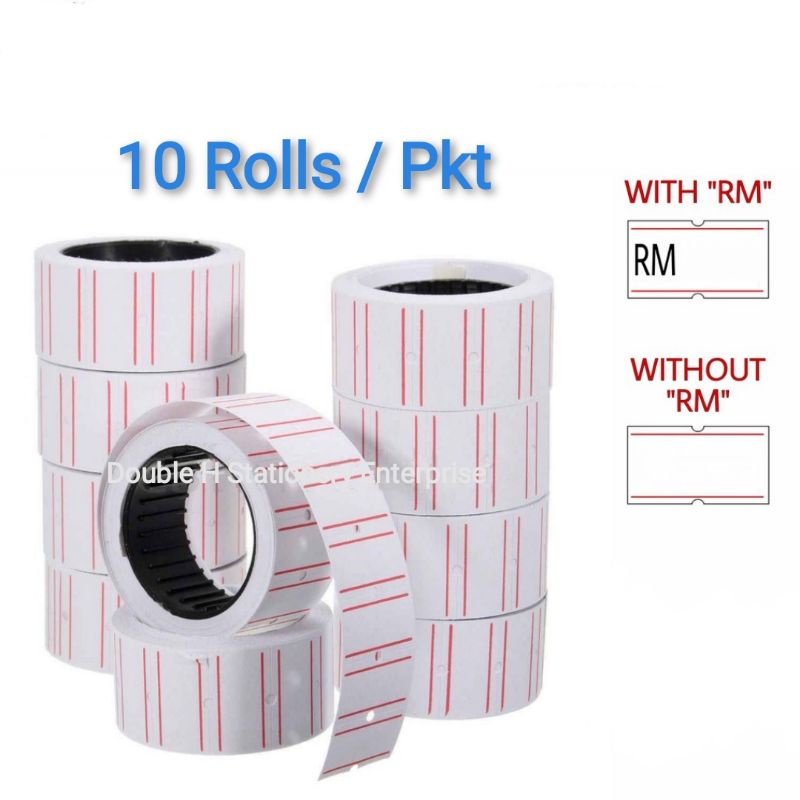 White Colour Price Label Sticker 10 Rolls RM Price Stickers Red Line ...