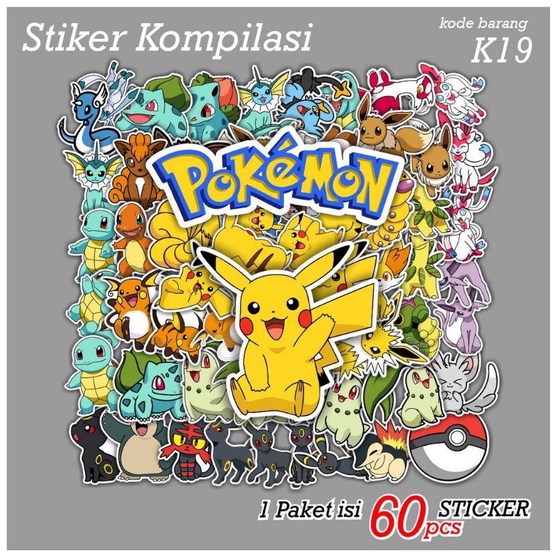 (60PCS) Pikachu POKEMON EEVEELUTION STICKER Complete Funny AESTHETIC ...