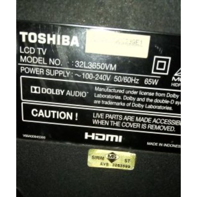 Toshiba led model:32L3650VM AIO mainboard-used spare parts. | Shopee ...