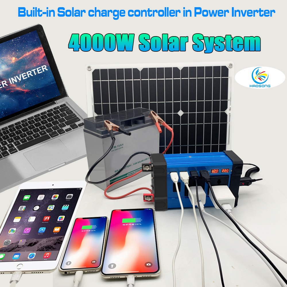 Solar System 4000W Power Inverter Built-in 30A Solar Controller+ 40W18V ...