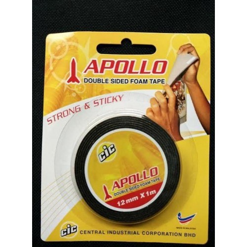 APOLLO DOUBLE SIDED FOAM TAPE 1M x 12mm\18mm\24mm - FOAM BLACK STRONG ...