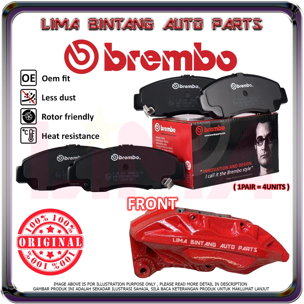 Toyota Aristo 4 Pot Caliper Front Brake Pads , Disc Brake Pad Brembo *Original* | Shopee Malaysia