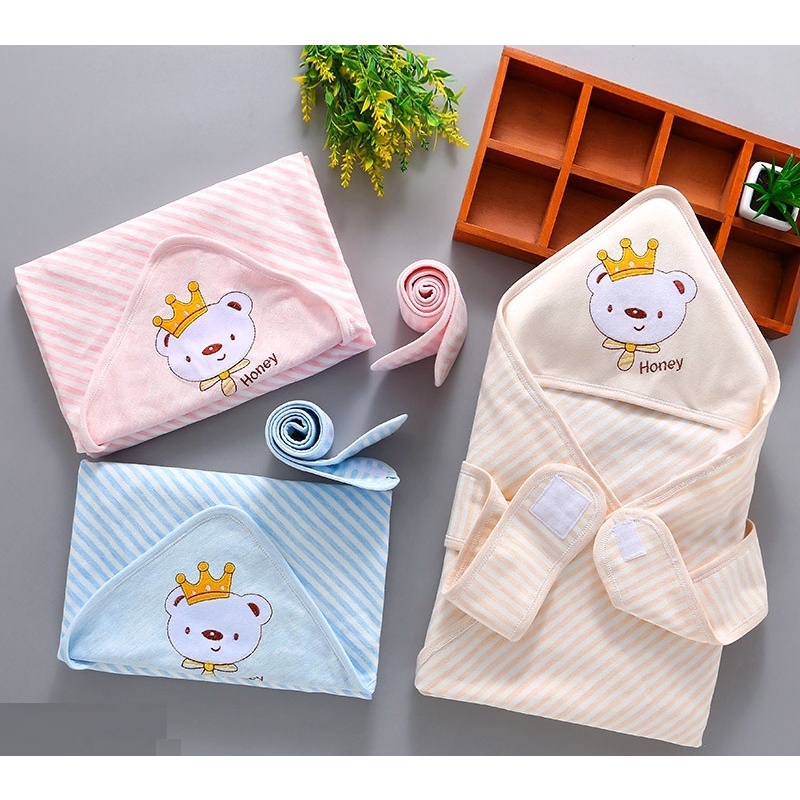 Bedung Bayi Baby Wrap Swaddle Newborn Baby Blanket Hoddie Cotton Wrap ...