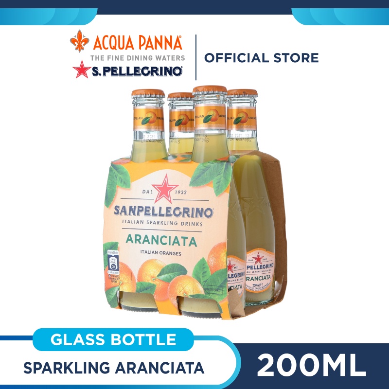 San Pellegrino Sparkling Aranciata Orange Glass Bottles (200ml x 4 Glass Bottles/Pack) | Shopee ...