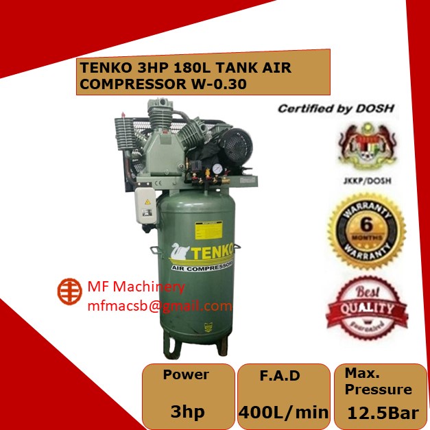 TENKO TWO-STAGE 3HP 12BAR AIR COMPRESSOR W-0.30 | Shopee Malaysia