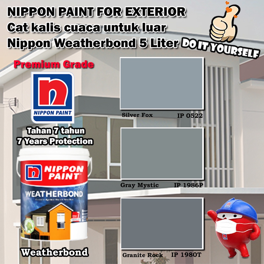 Nippon Paint Weatherbond Exterior collection 5 Liter Silver Fox 0522 ...