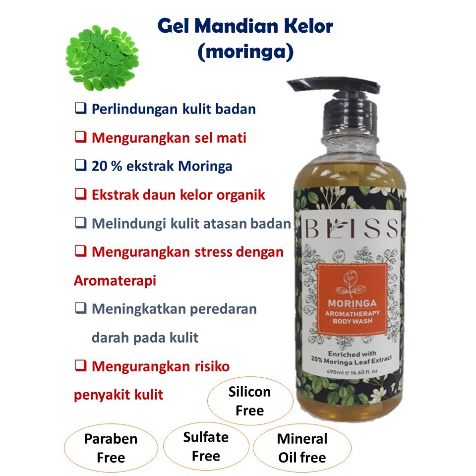 Primus Wellness Moringa Shower Gel Body Wash Gel Mandian dengan ...