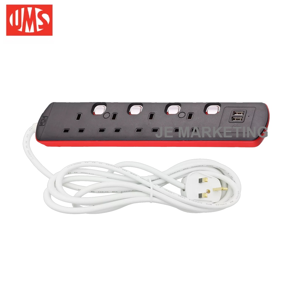 UMS TRAILING SOCKET WITH 2 USB TS8413N-USB | Shopee Malaysia