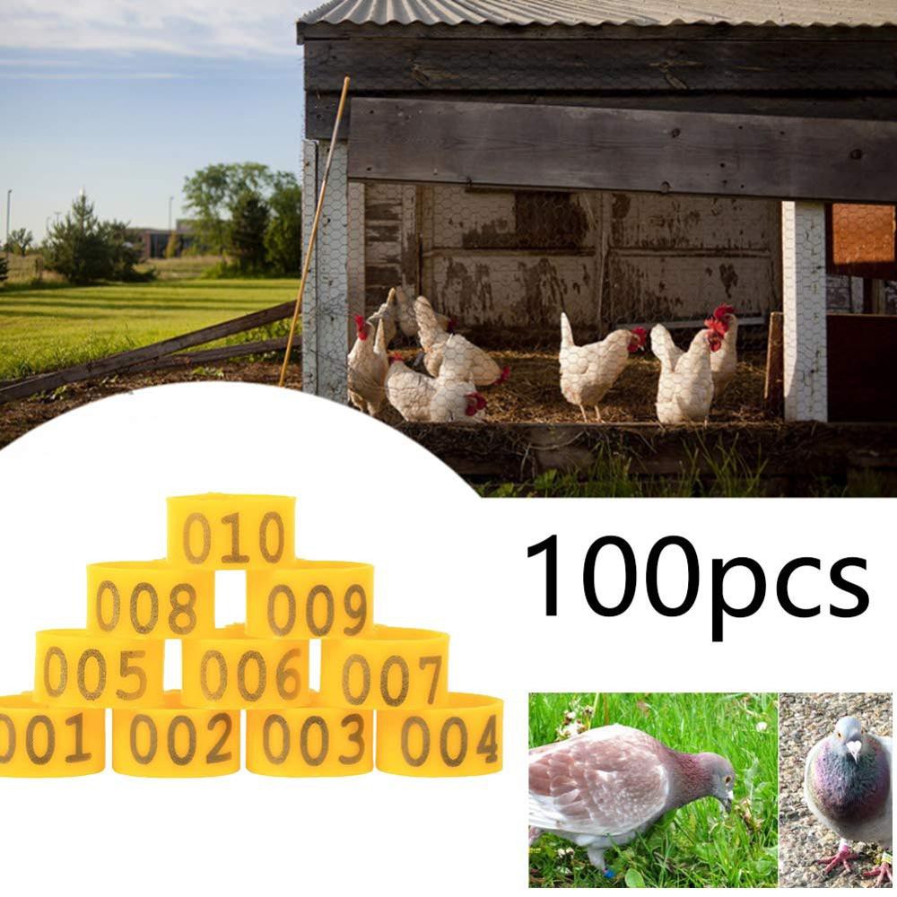 100PCS 16MM 001-100 Numbered Plastic Poultry Chickens Ducks Goose Leg ...