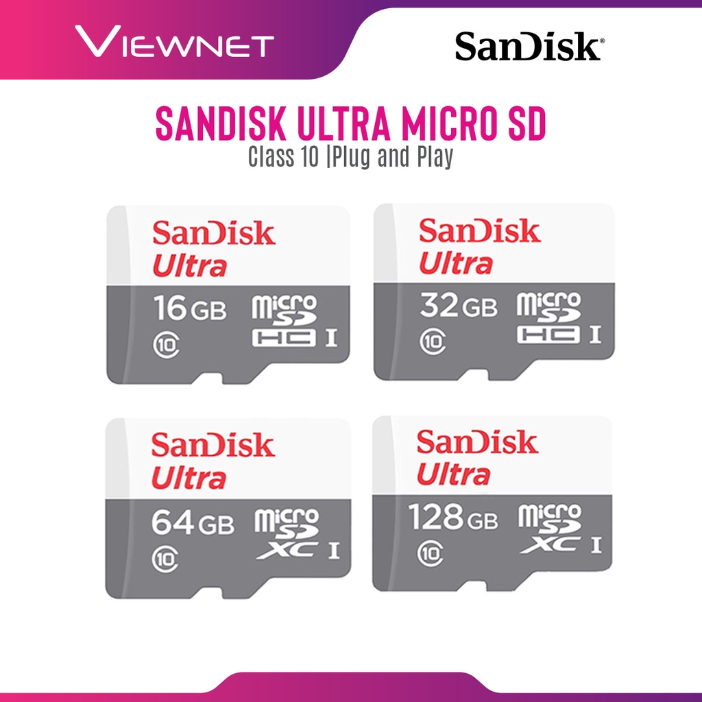 SANDISK MICRO SD ULTRA CLASS 10 MEMORY CARD 80-100MB/S (16GB/32GB/64GB/128GB) SDSQUNS/SDSQUNR ...