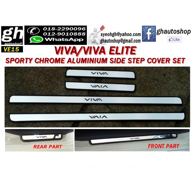 PERODUA VIVA side sill chrome step cover set (4pcs, stainless steel ...