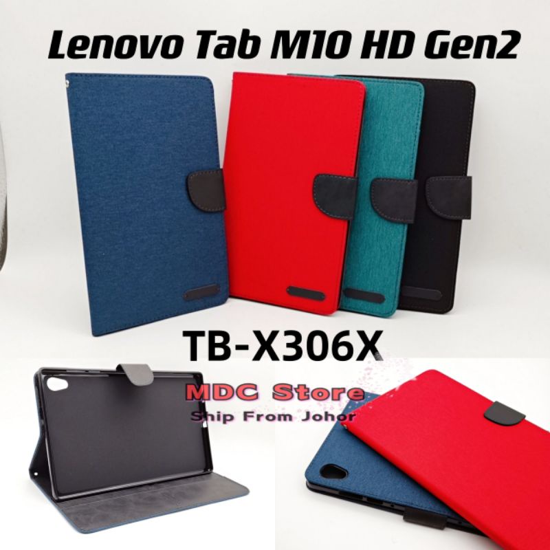 MDC Lenovo M10 HD Gen 2 X306 Premium Denim Stand Wallet Flip Casing ...