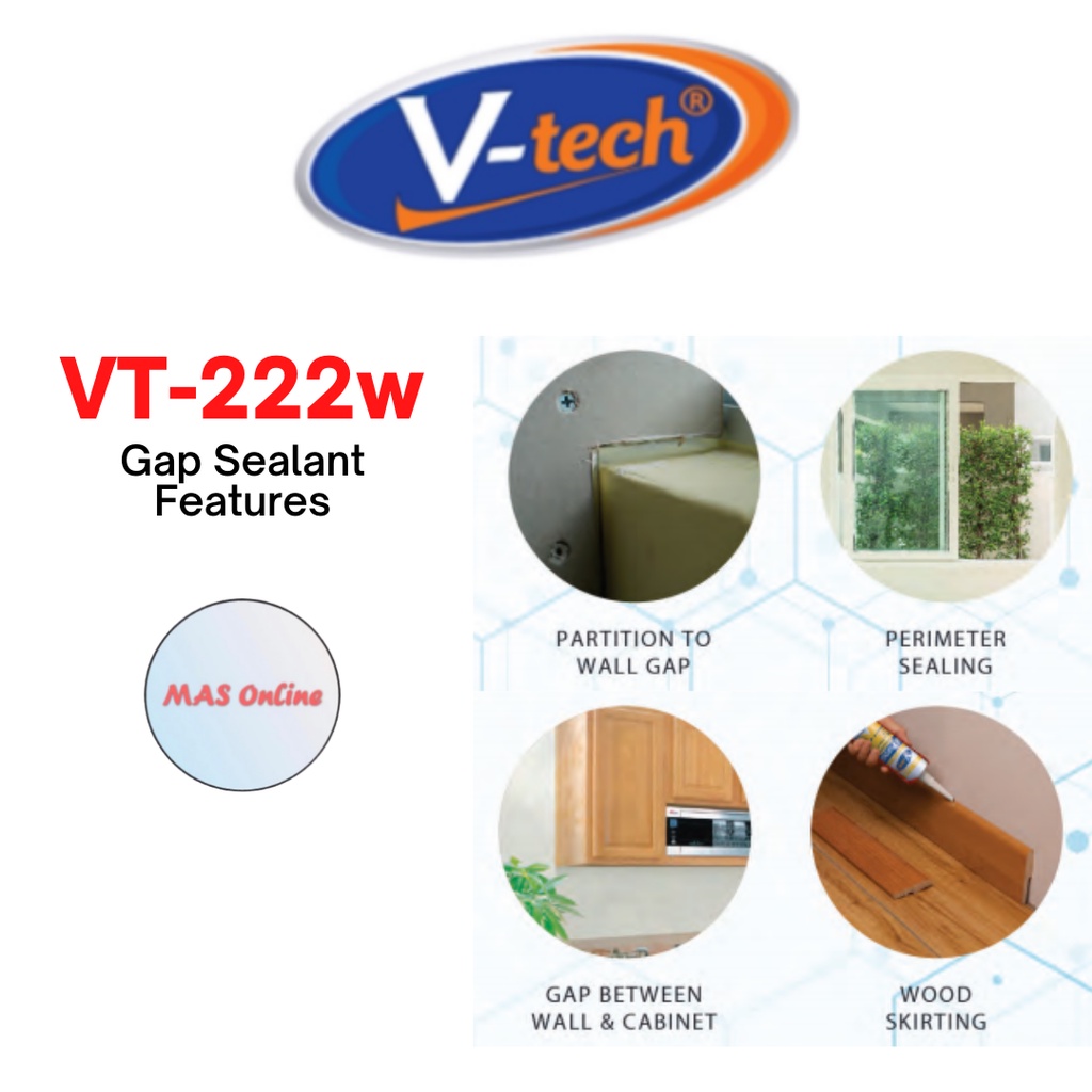 Vtech VT222 V-Tech VT-222W All PURPOSE GAP SEALANT 222 White Silicone ...
